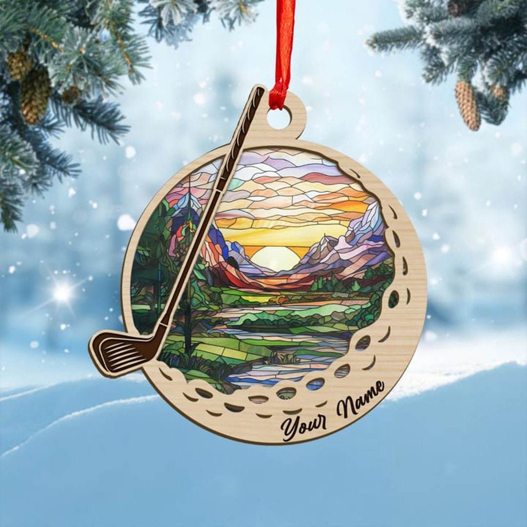 Personalized Golf Suncatcher, Golf Suncatcher Ornament Christmas 2023 ...
