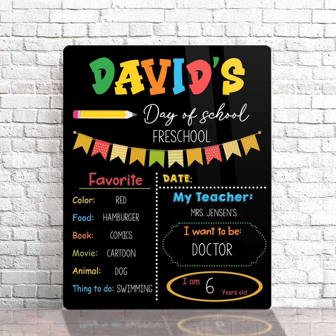 Personalized First Day of School Sign, First Day of School Board, Back ...
