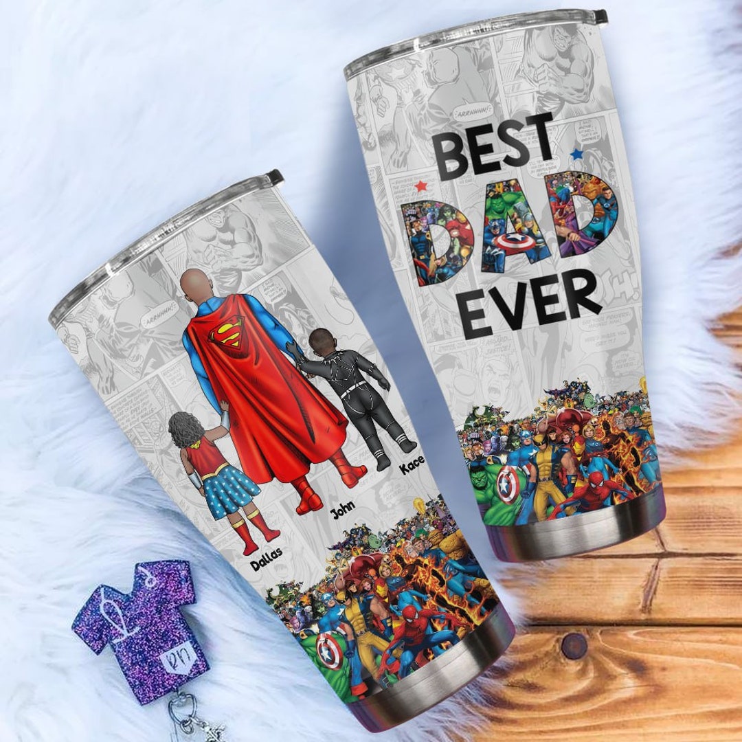 Personalized Superhero Dad Mug, Father's Day Tumbler, Best Dad Ever ...