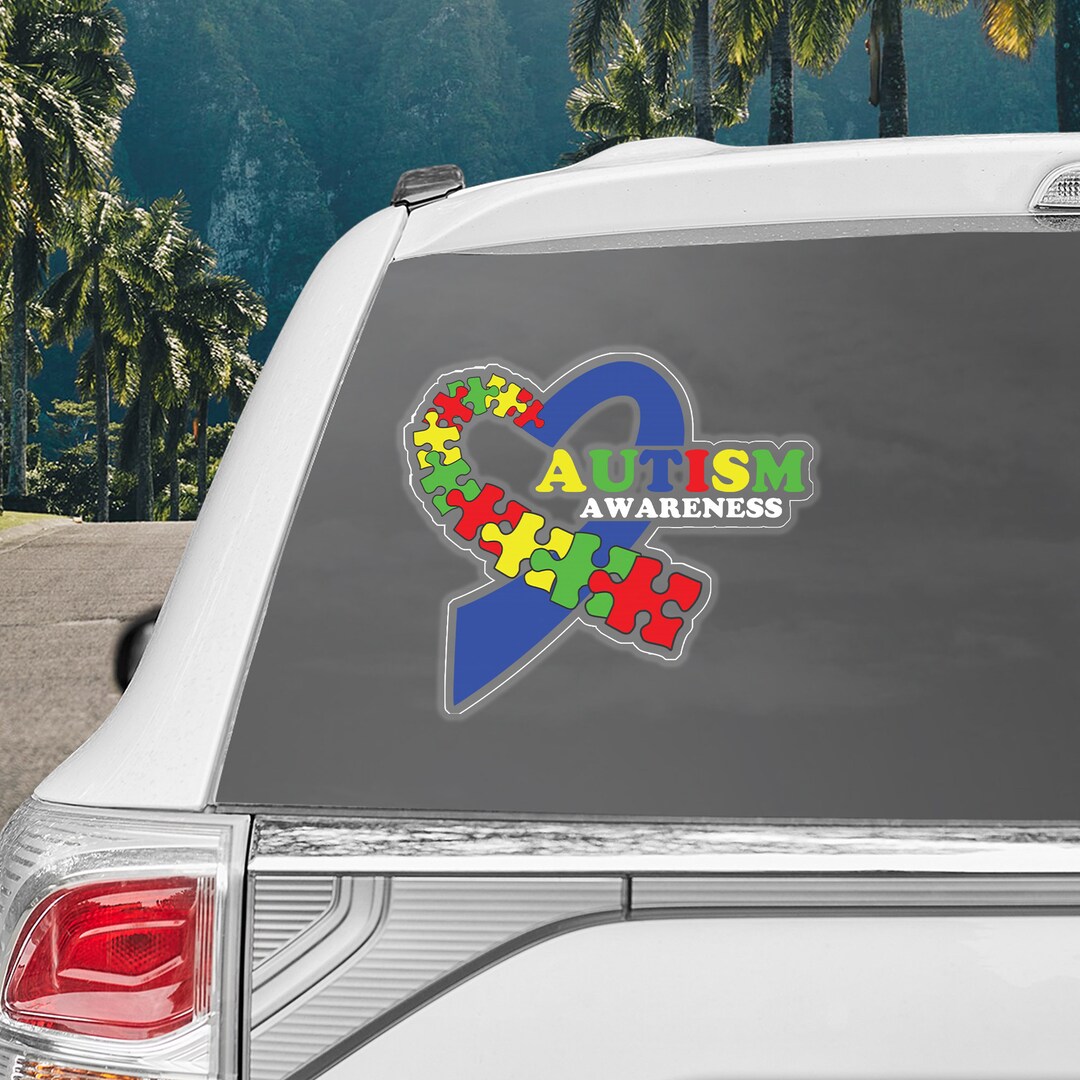 Autism Awareness Ribbon Heart Decal for Car Accessories 3D Stickers ...