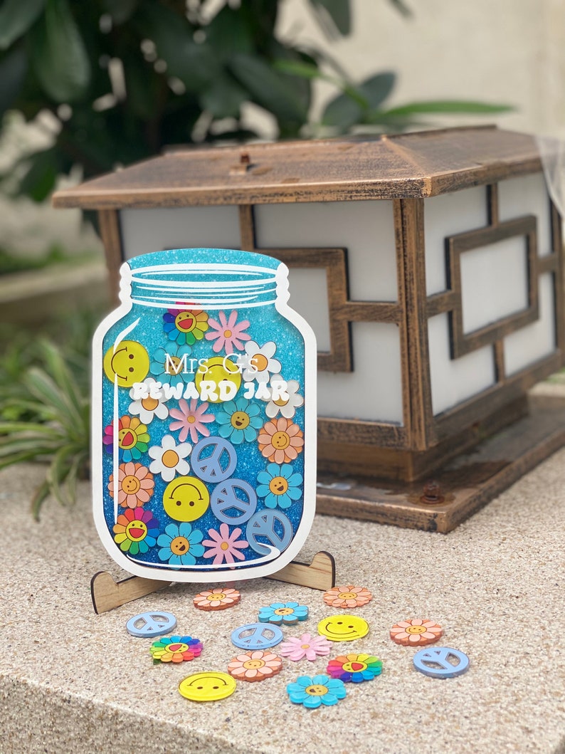 Personalized Flowers Reward Jar, Back to School Gift, Magnetic Reward ...