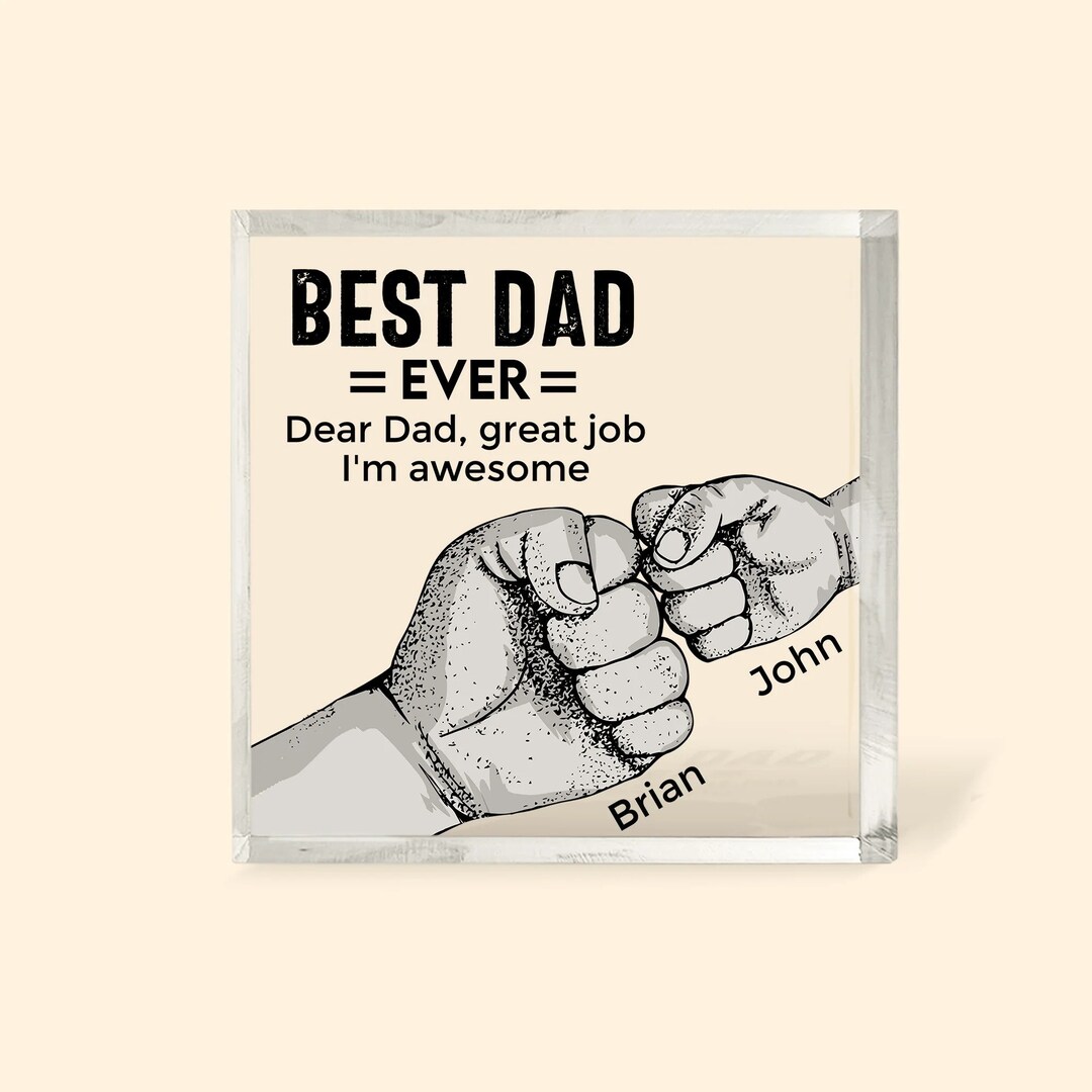 Personalized Father's Day Acrylic Plaque, Fist Bump Acrylic Keepsake ...