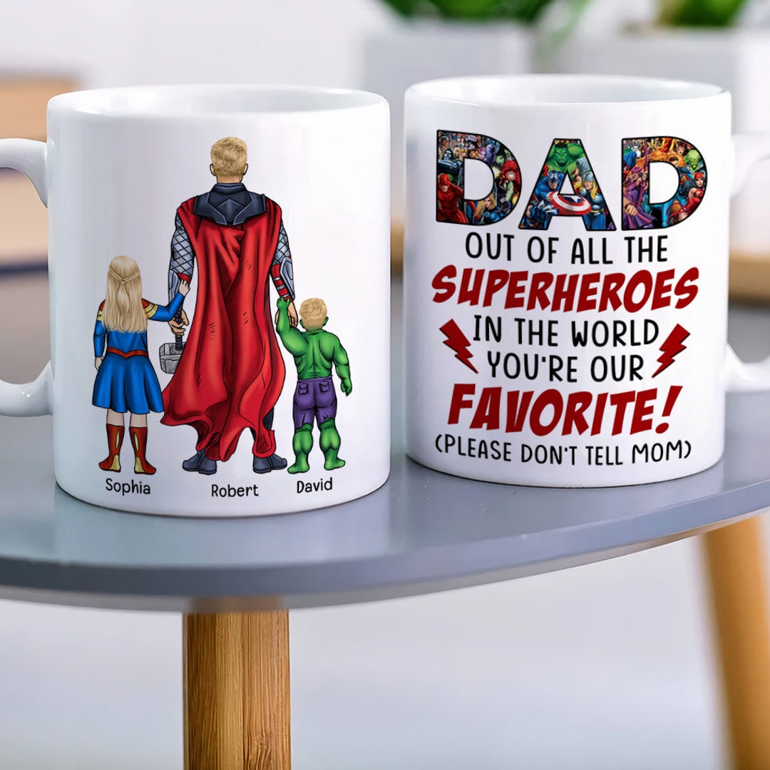 Personalized Superhero Dad Mug, Father's Day Mug, Best Dad Ever Mug ...