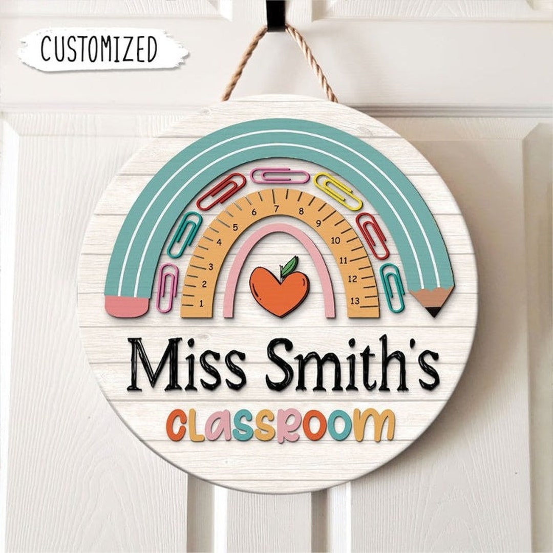 Personalized Teacher Sign, Classroom Door Hanger, Teachers Appreciation ...