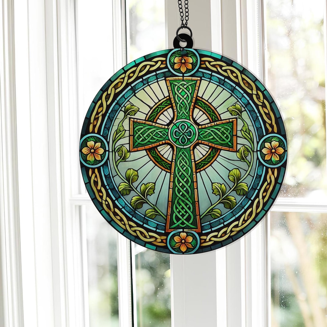 Celtic Cross Suncatcher Hanging, Irish Symbol Window Hanging, Ireland ...