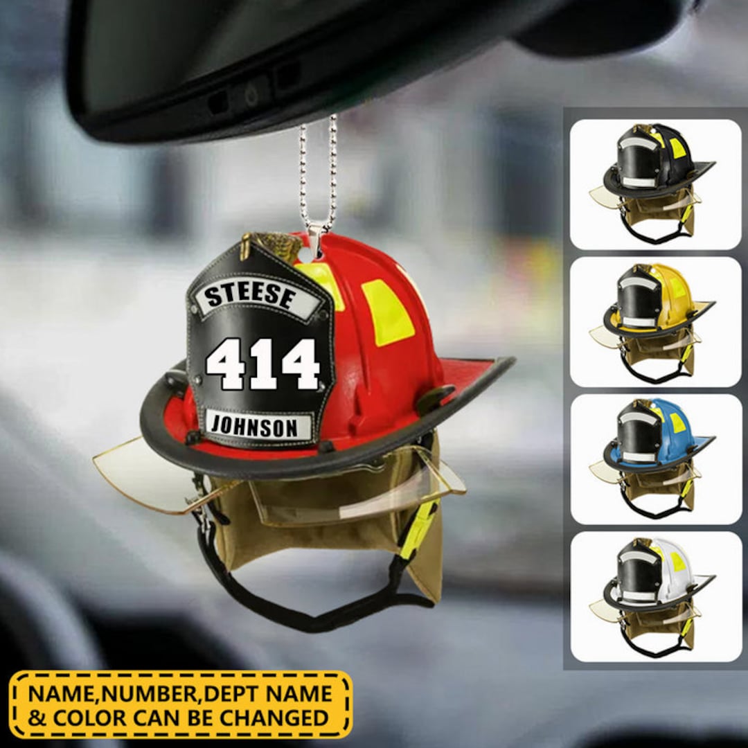 FREE GIFTBOX & CARD Personalized Firefighter Helmet Ornament, Proud ...