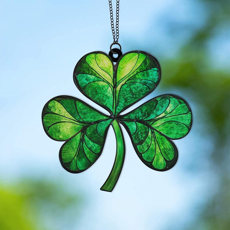 Shamrock Irish Suncatcher Hanging, Clover Suncatcher Hanging Sign ...