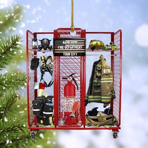 Personalized Firefighter Equipment Locker Room Christmas Ornament ...