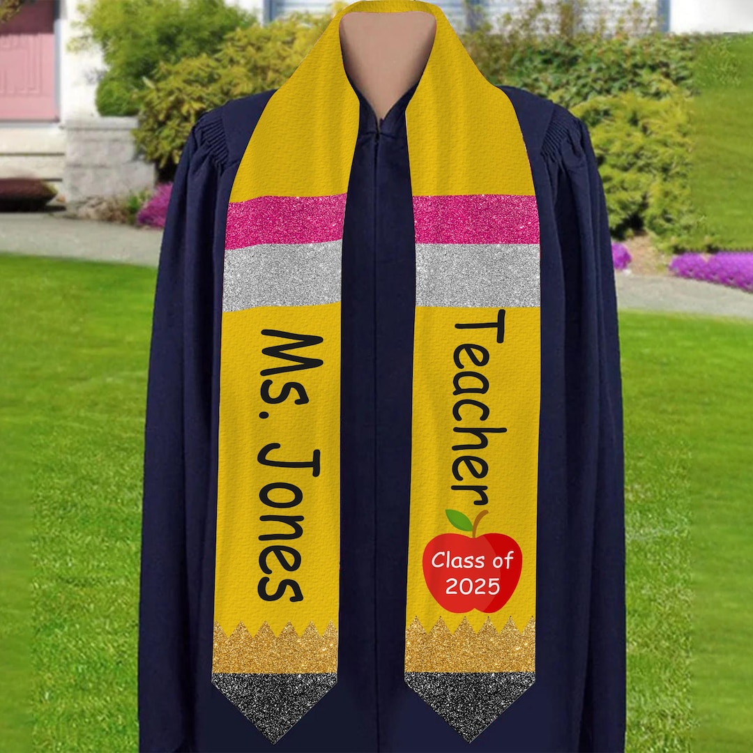 Personalized Teacher Pencil Graduation Stole , Best Gift for Teacher ...
