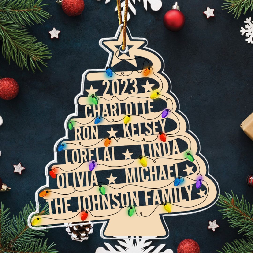Personalized Family Tree Christmas Ornament 2023 Family Names - Etsy