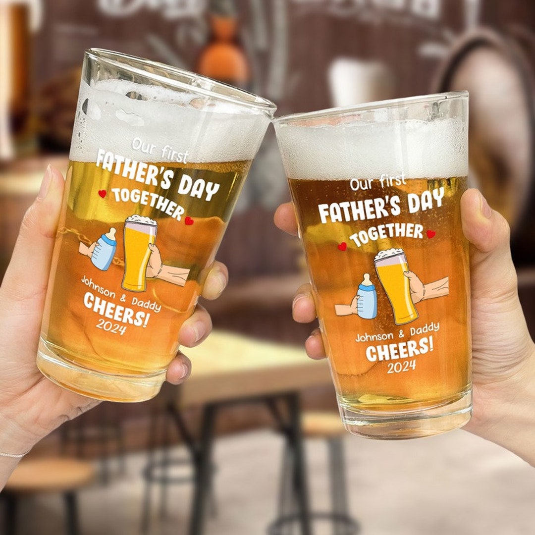 Personalized Beer Glass, Our First Father's Day Beer Glass , Fathers ...