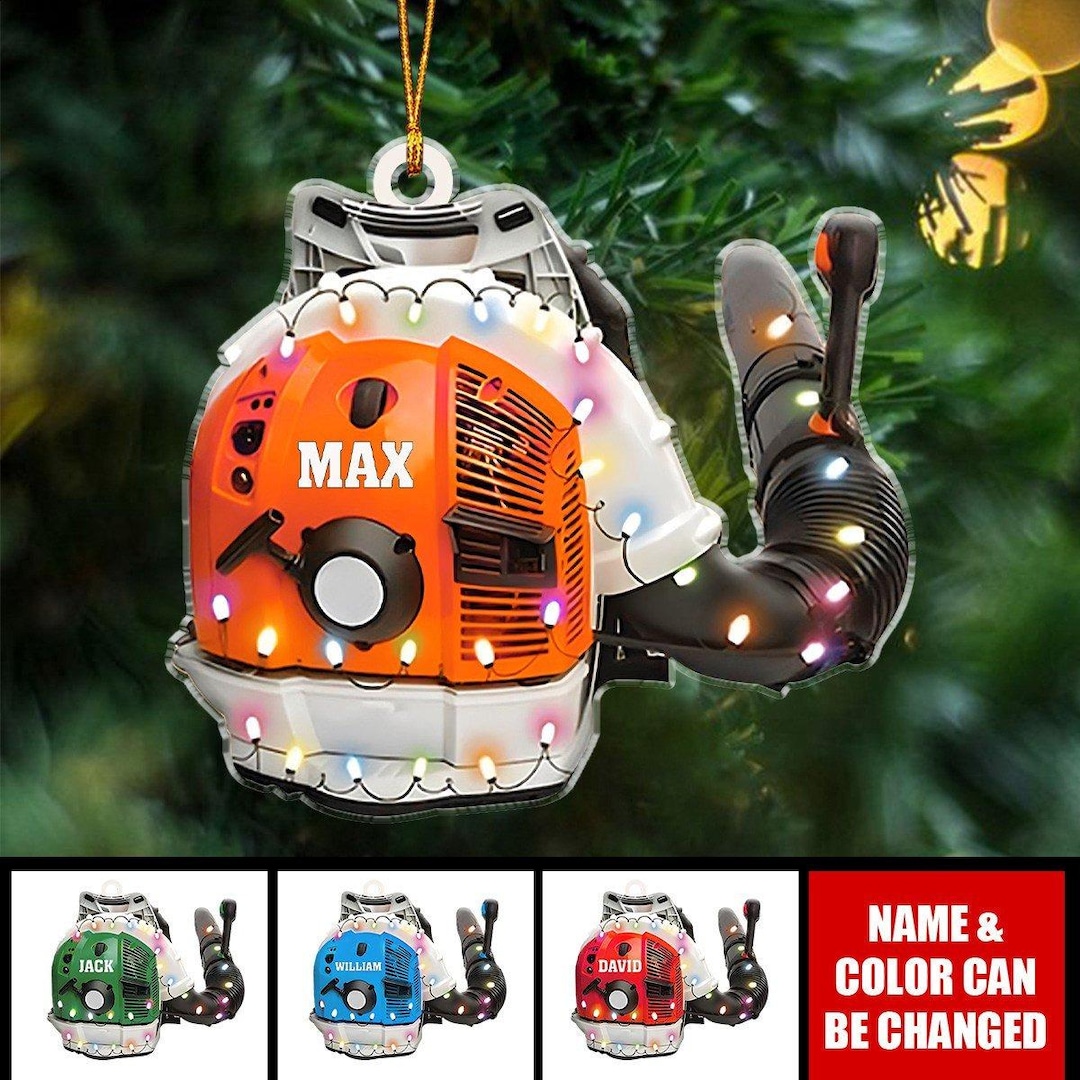 FREE GIFTBOX & CARD Personalized Leaf Blowers Christmas Tree Ornament ...