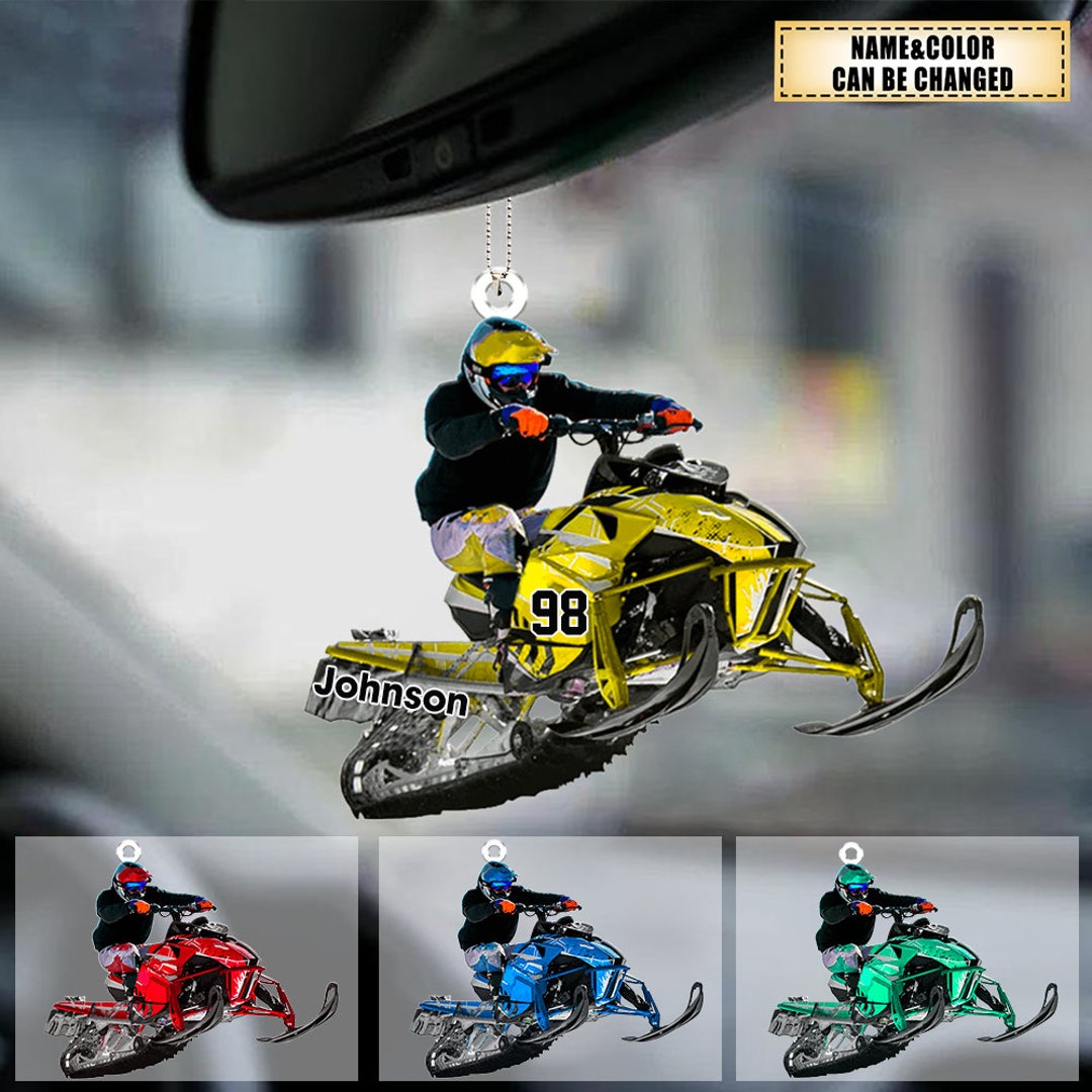 FREE GIFTBOX & CARD Personalized Snowmobile Rider Christmas Ornament ...