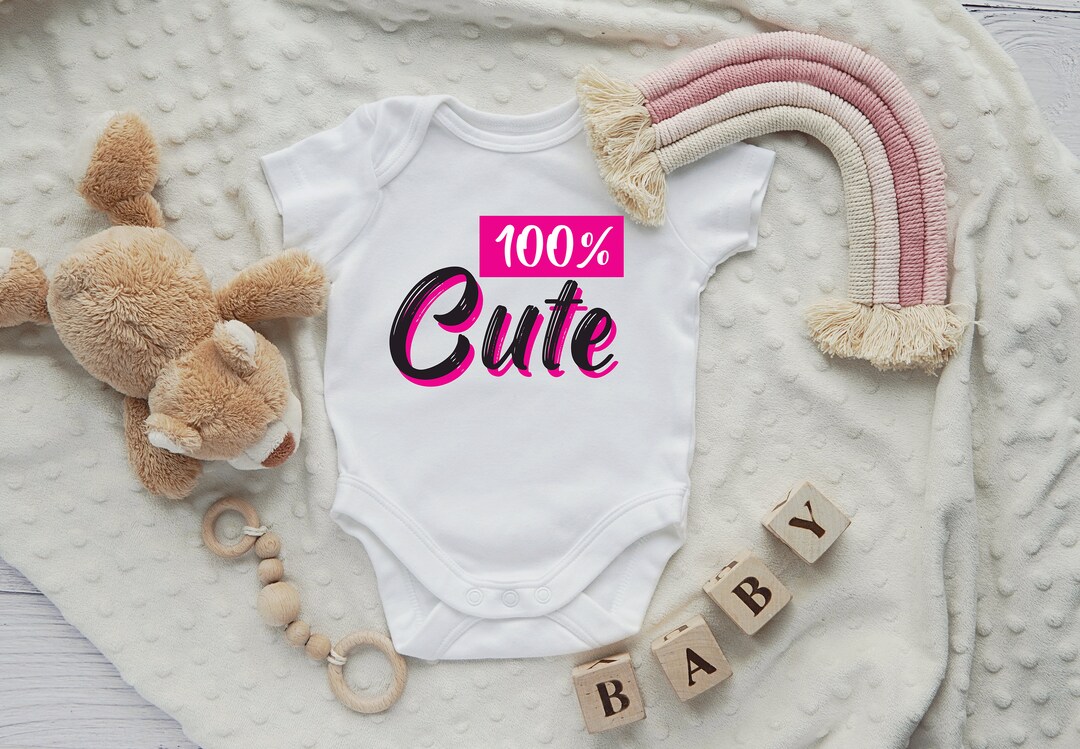 100% Cute Onesie® Cute Pink Text Design Onesie® - Etsy