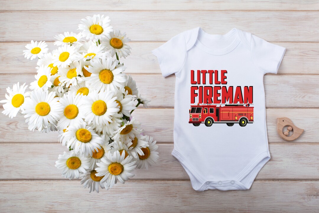 Little Fireman Onesie® Cute Baby Fireman Graphic Onesie® Baby Clothes ...