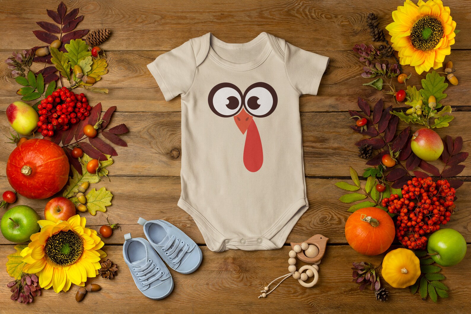 Cute Turkey Onesie® Thanksgiving Baby Bodysuit, Funny Holiday Baby ...