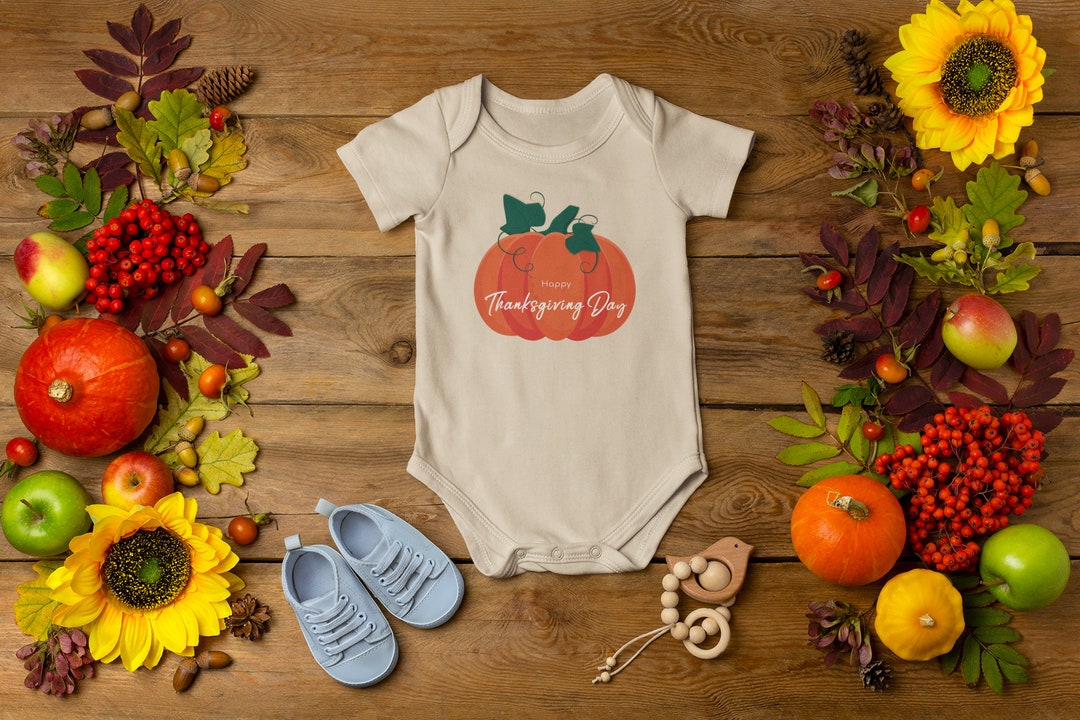Happy Thanksgiving Onesie® Thanksgiving Baby Bodysuit, Cute Holiday ...