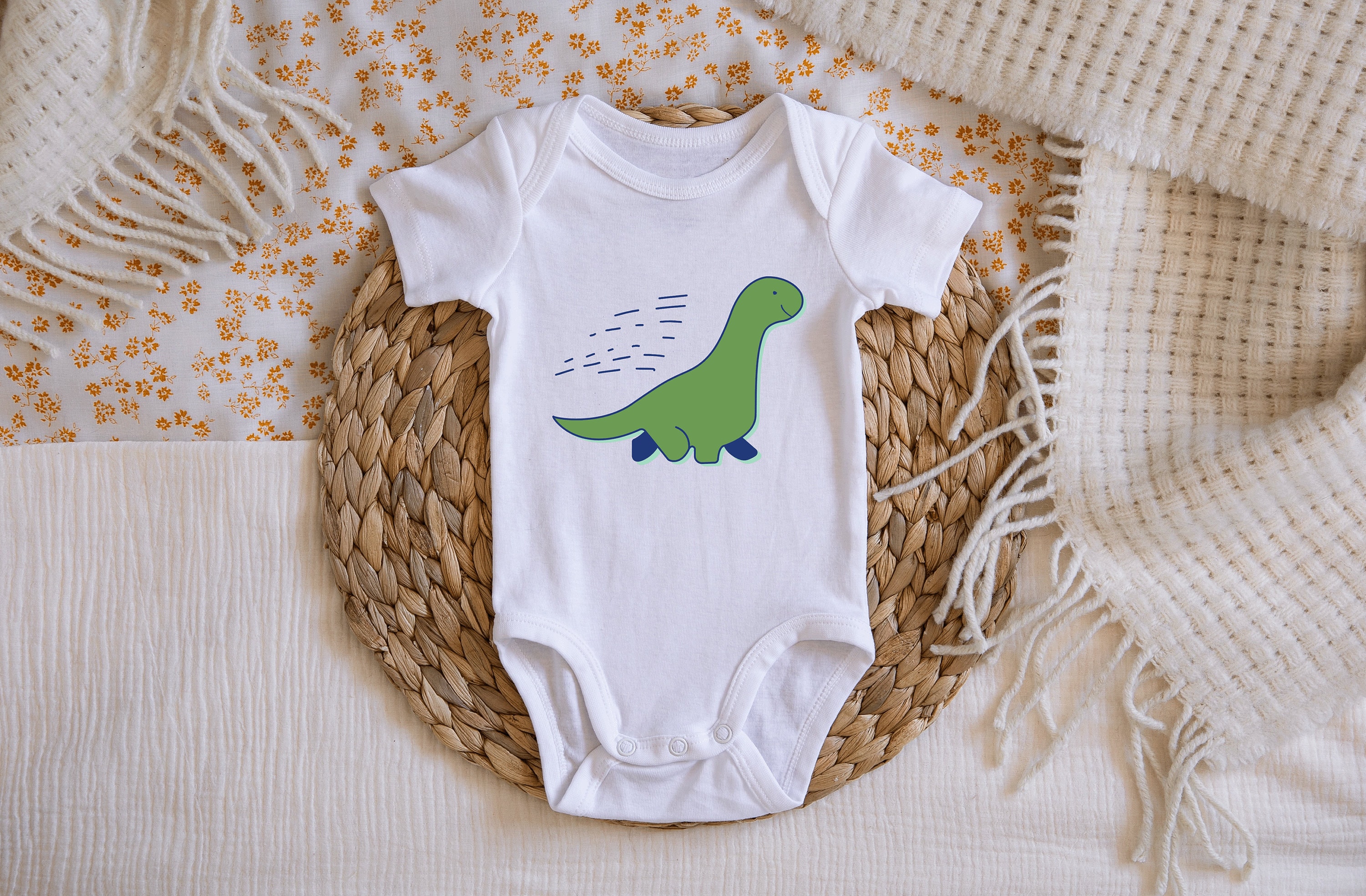 Green Dinosaur Baby Onesie® – Running Dino Bodysuit - Etsy