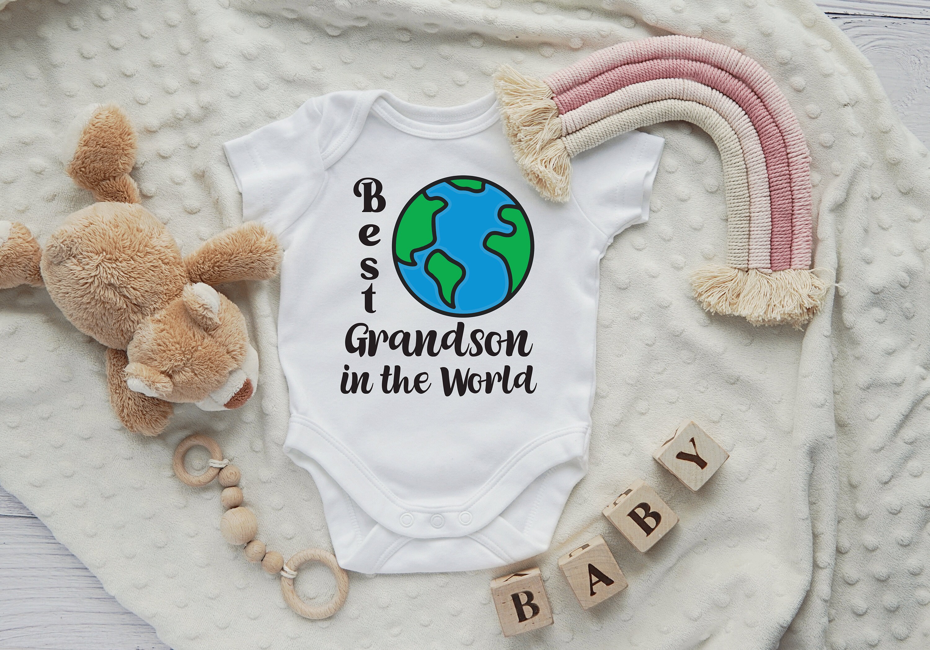 Best Grandson in the World Onesie® Cute World Design Onesie® Perfect ...