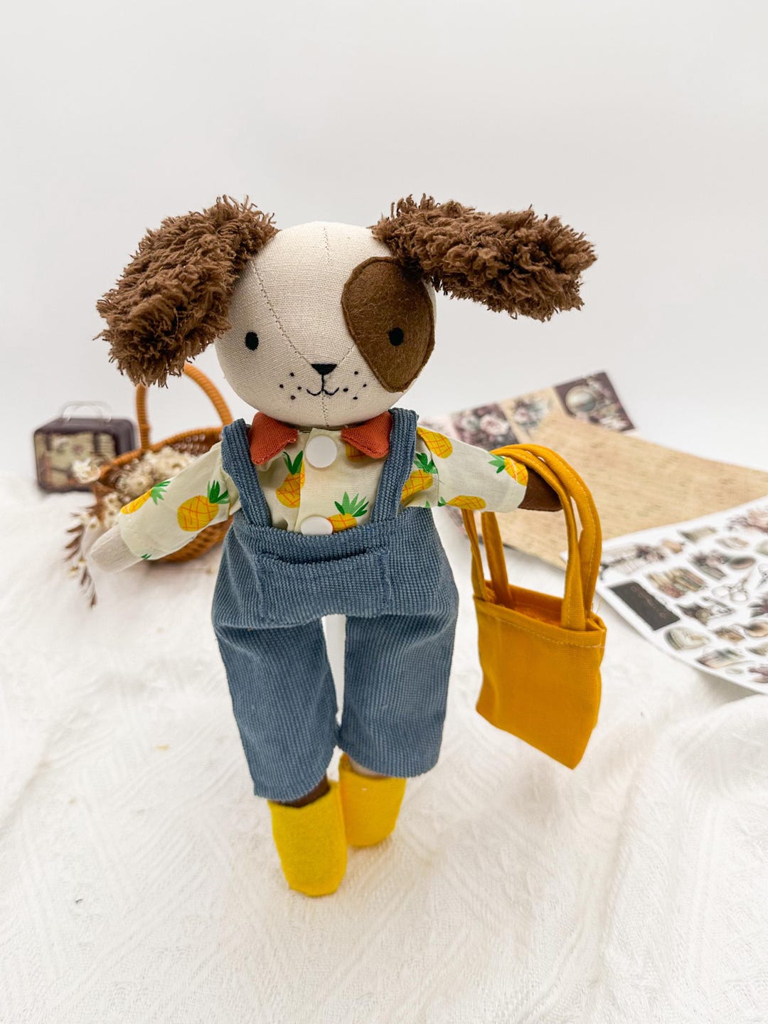 Handmade Dog Doll With a 2-in-1 Outfit Summer Style, Handcrafted Linen ...