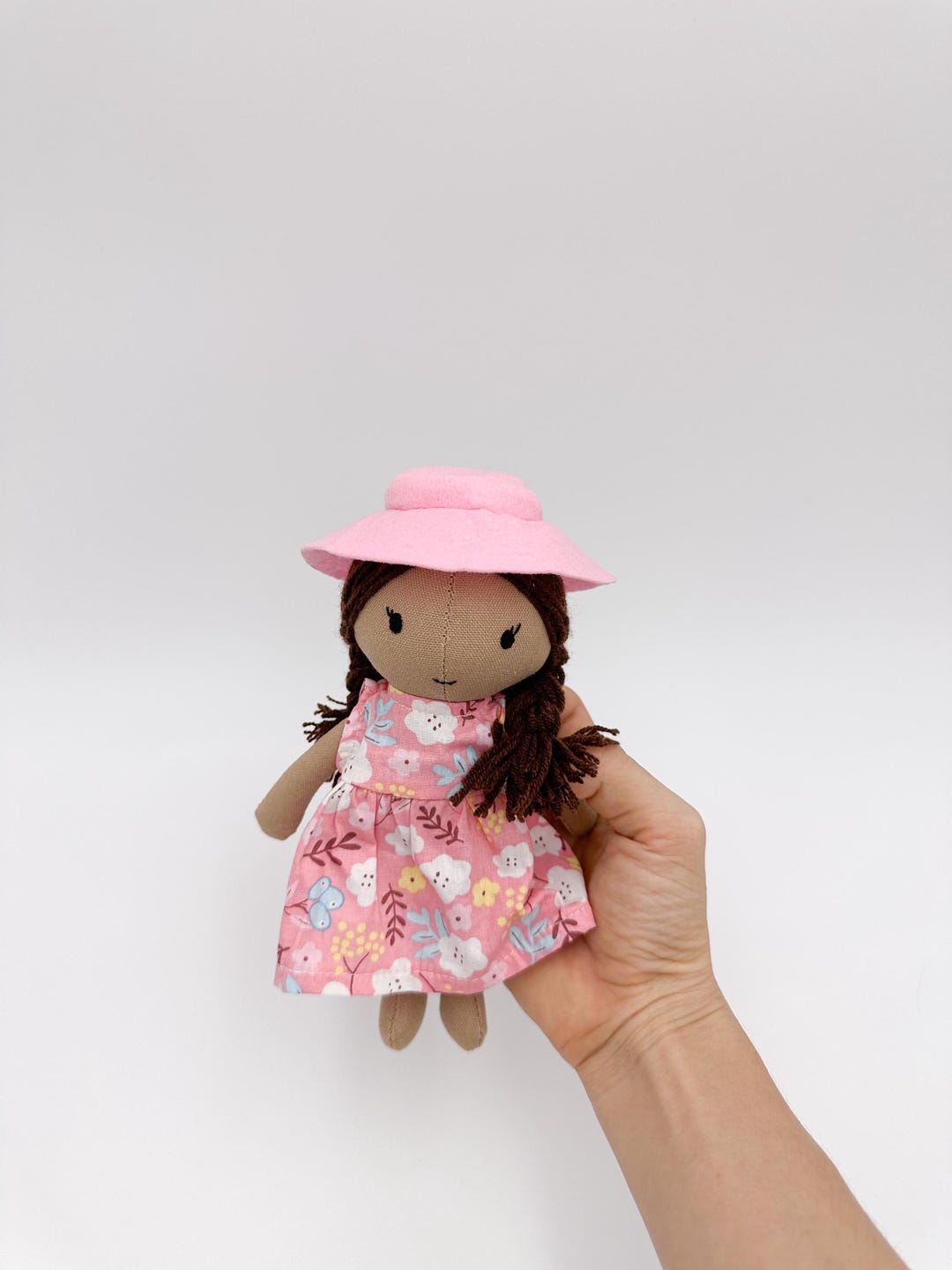 Handmade Mini Rag Doll With Removable Clothes and Hat, Handcrafted ...