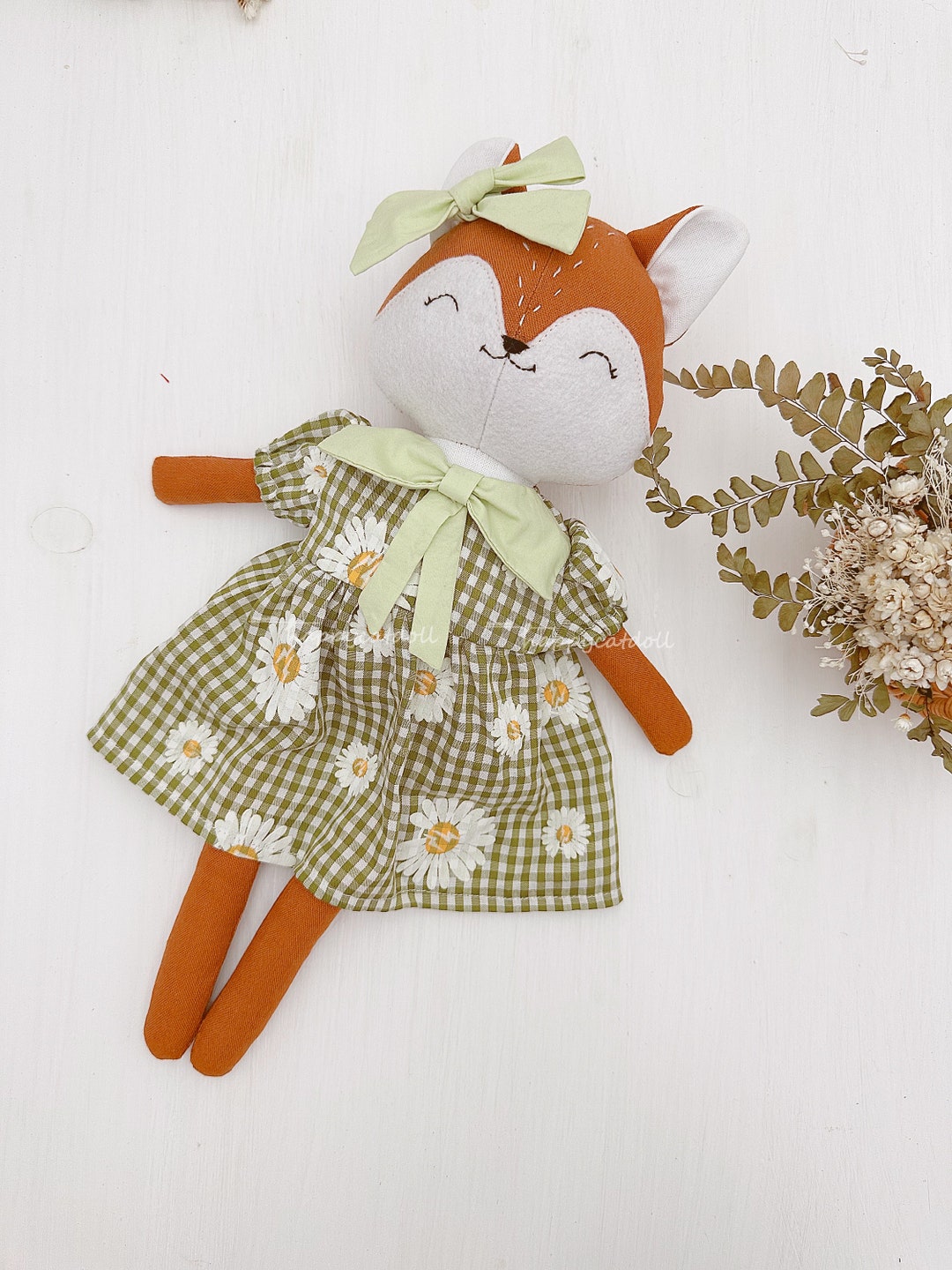 Handcrafted Foxy Doll With Removable Dress, Handmade Heirloom Linen Fox ...