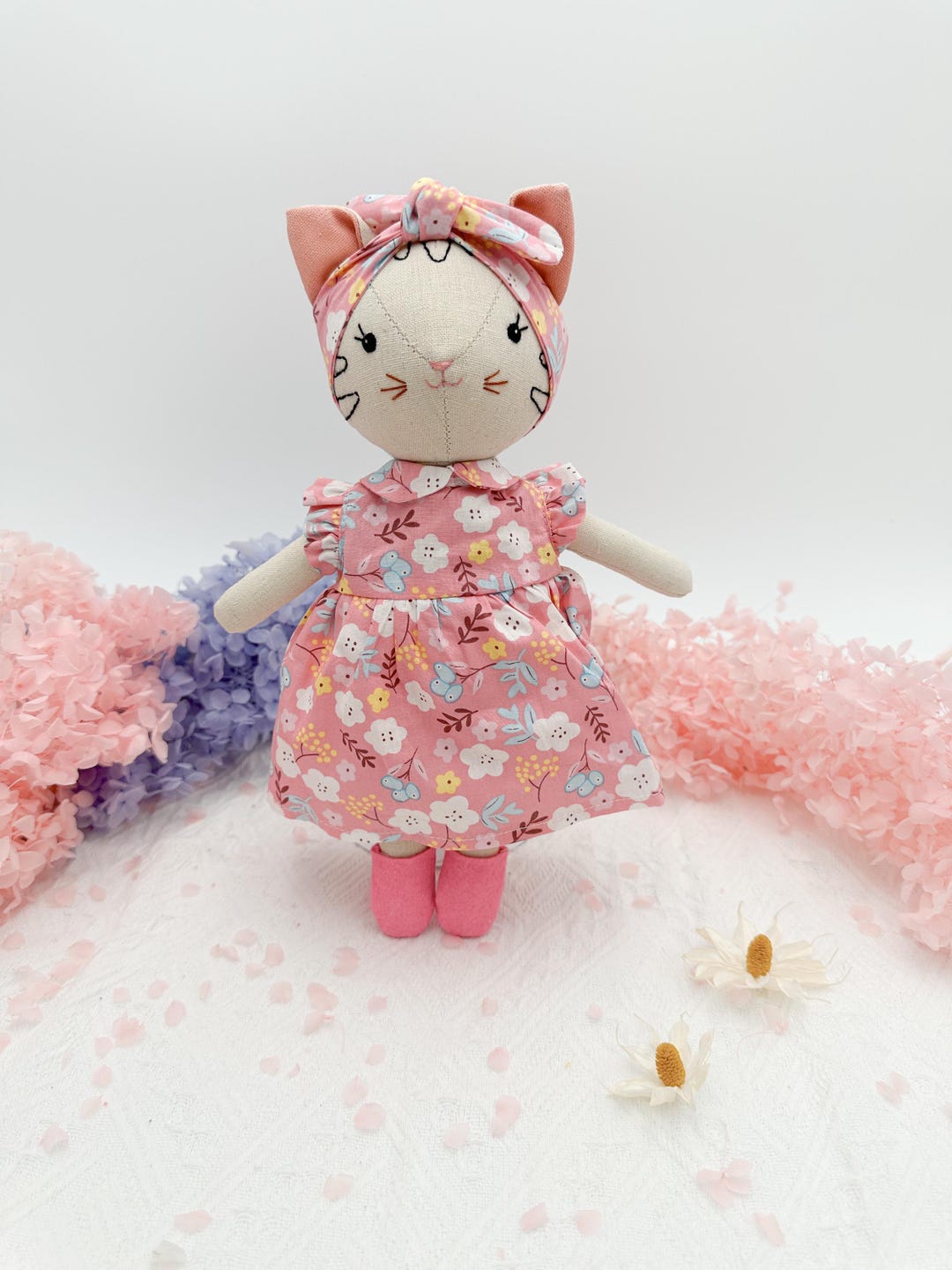 Handmade Heirloom Grey Tabby Cat Doll, Linen Fabric Custom Doll, Gift ...