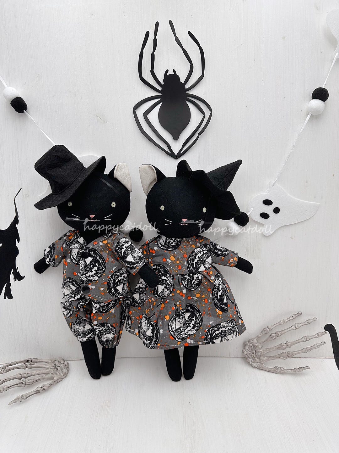 Halloween Handmade Cat Doll, Halloween Gift, Ghost Stuffed Animal Toys ...