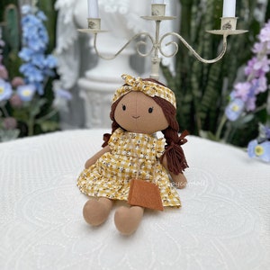 BEST PRICE- Handmade Rag Doll With Yellow Calico Check Dress/ Handmade ...