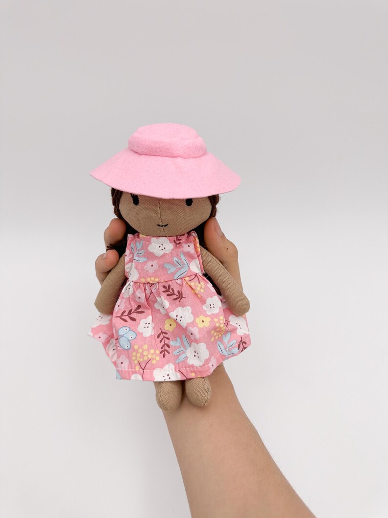 Handmade Mini Rag Doll With Removable Clothes and Hat, Handcrafted ...