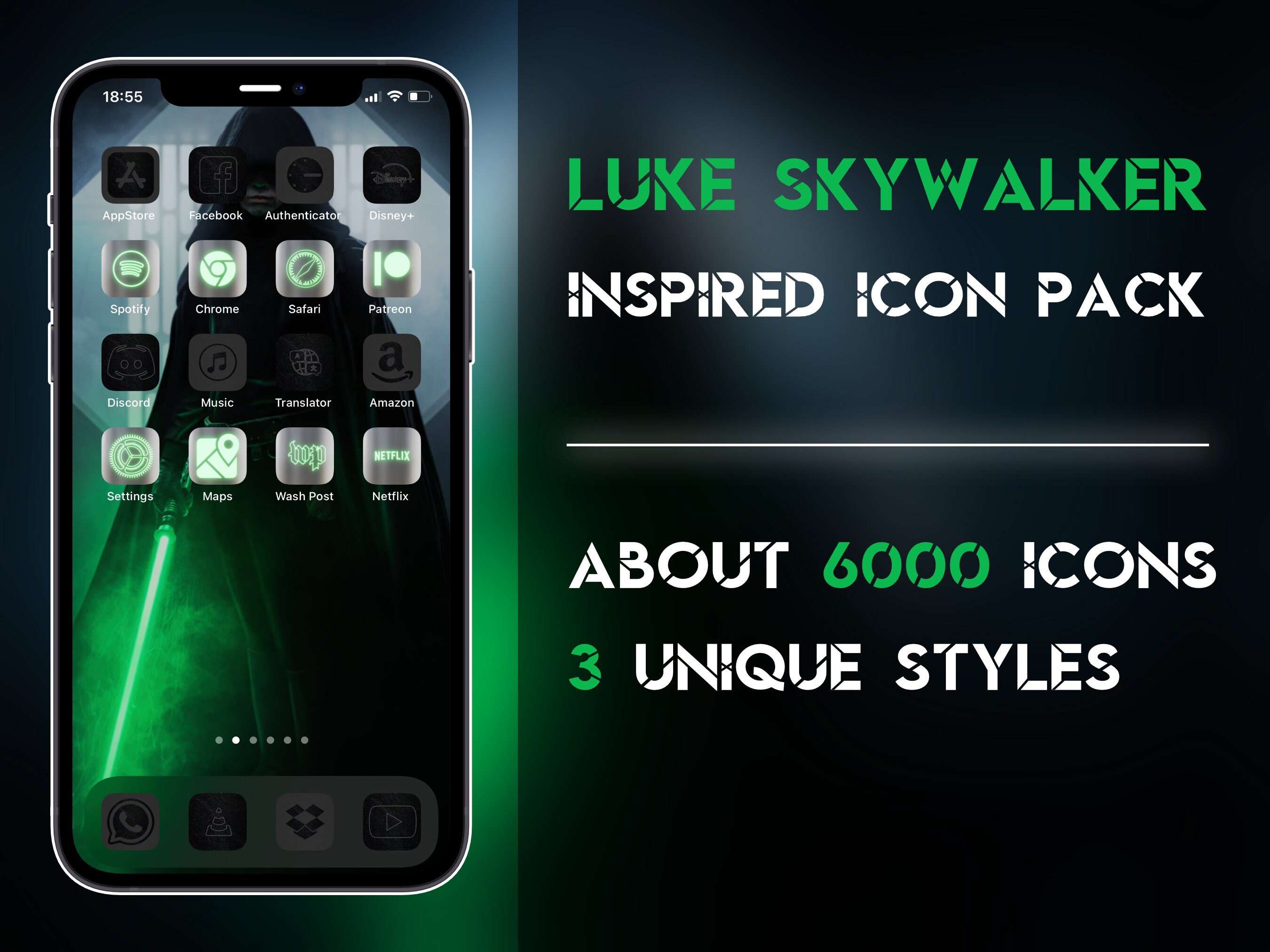 Luke Skywalker Inspired Icon Pack star Wars iPhone & iPad Icon Set ios ...