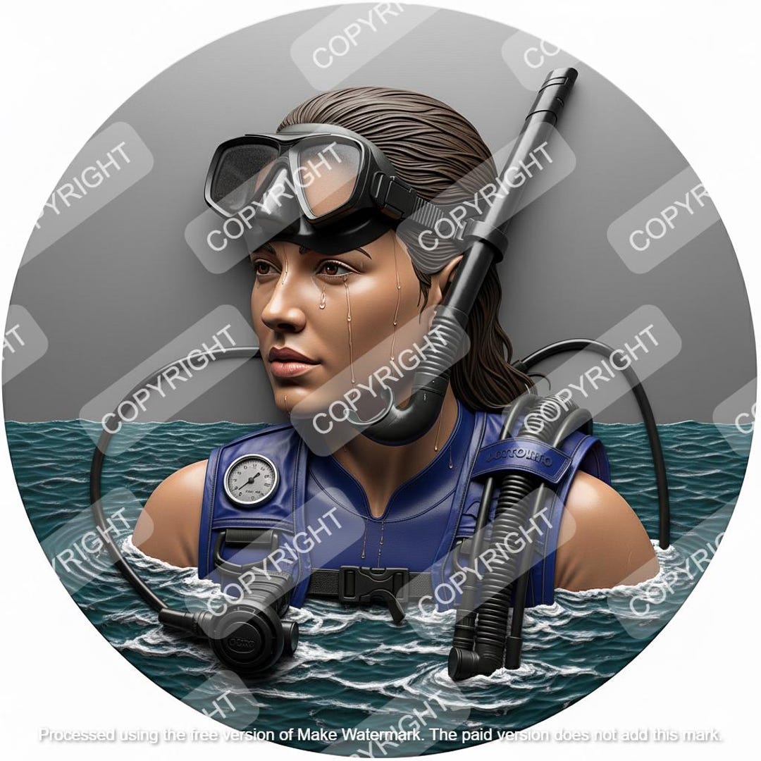 Scuba Female 1 Coin (depth Map for Laser Engraving) - Etsy