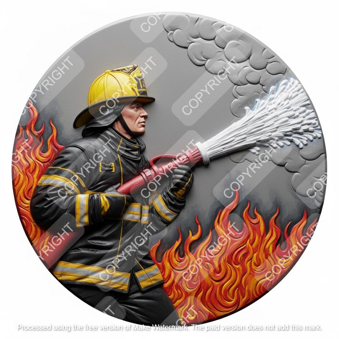 Firefighter 2 Coin (depth Map for Laser Engraving) - Etsy