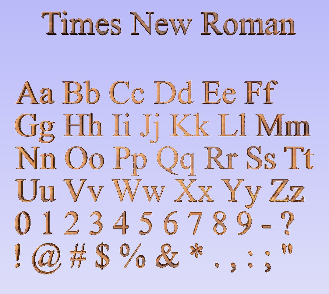 Times New Roman STL 3D Models (upper and Lower Case With Symbols) - Etsy