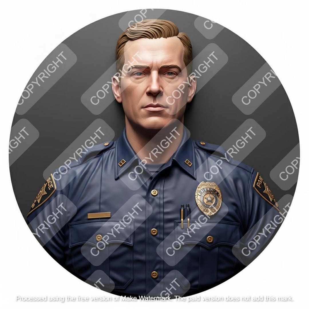 Policeman 2 Coin (depth Map for Laser Engraving) - Etsy