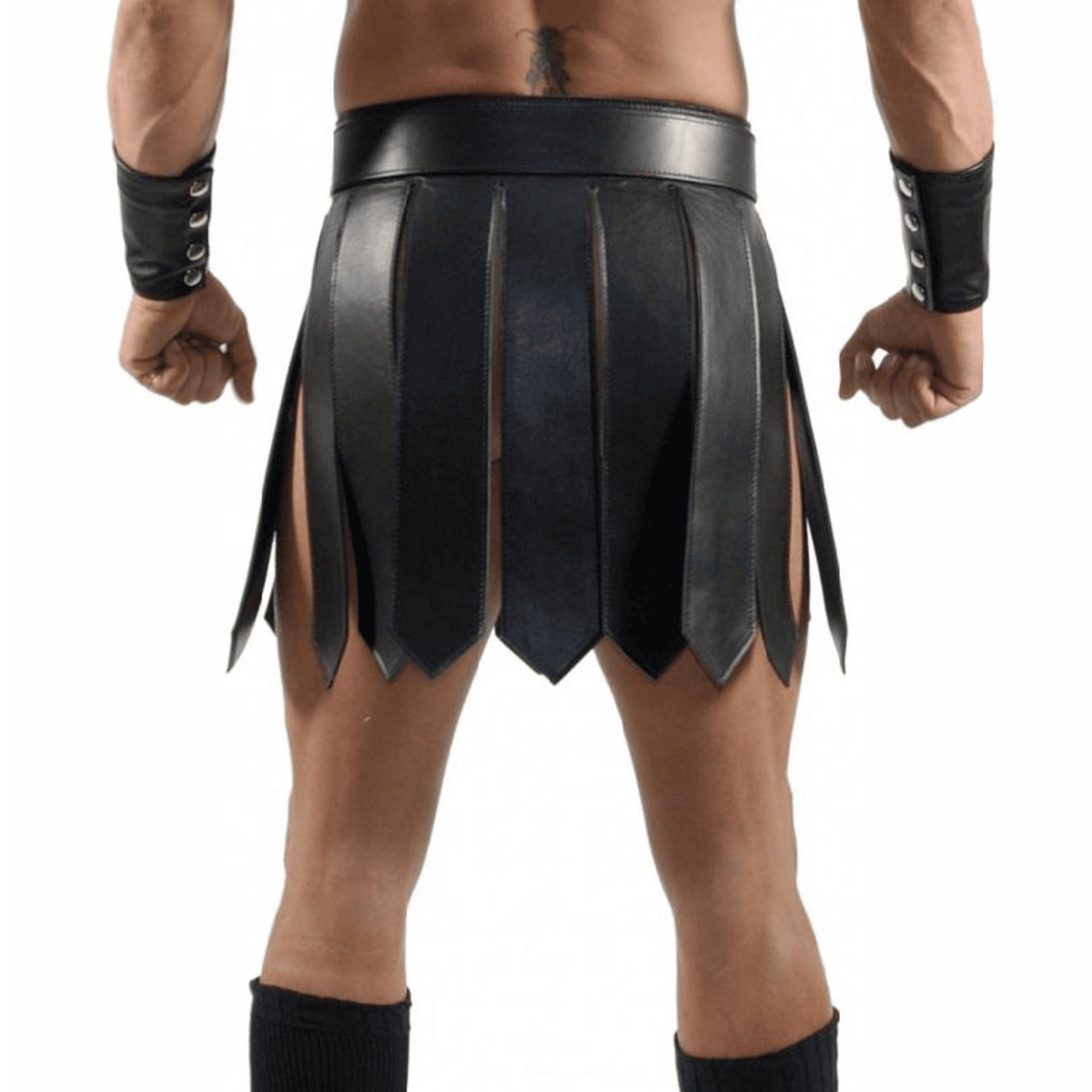 Mens Black Leather Roman Gladiator Kilt Set With Wristbands - Etsy