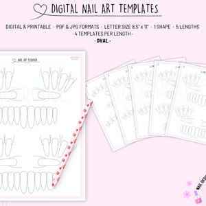 Oval Nail Art Templates | 5 Lengths | Nail Sketch, Drawings | Practice ...