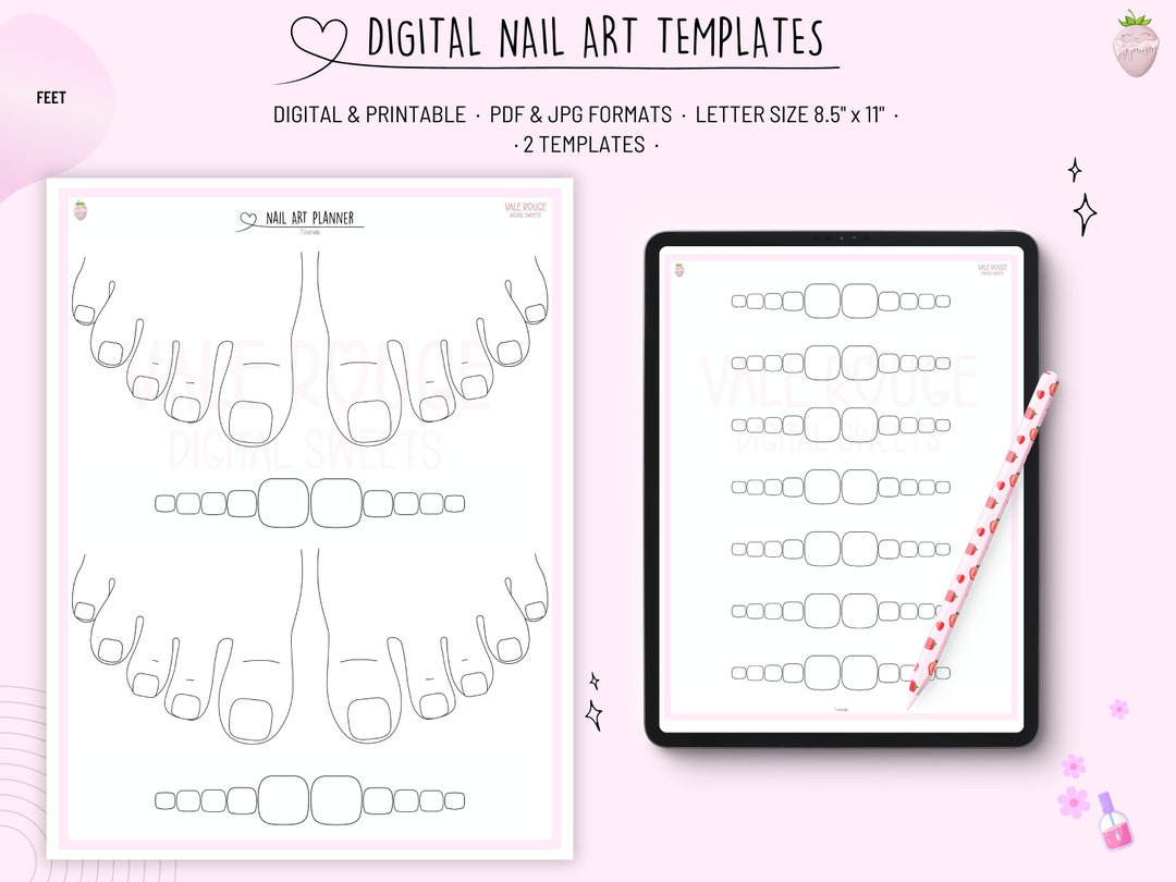 Feet Nail Art Templates | 2 Templates | Nail Sketch, Drawings ...