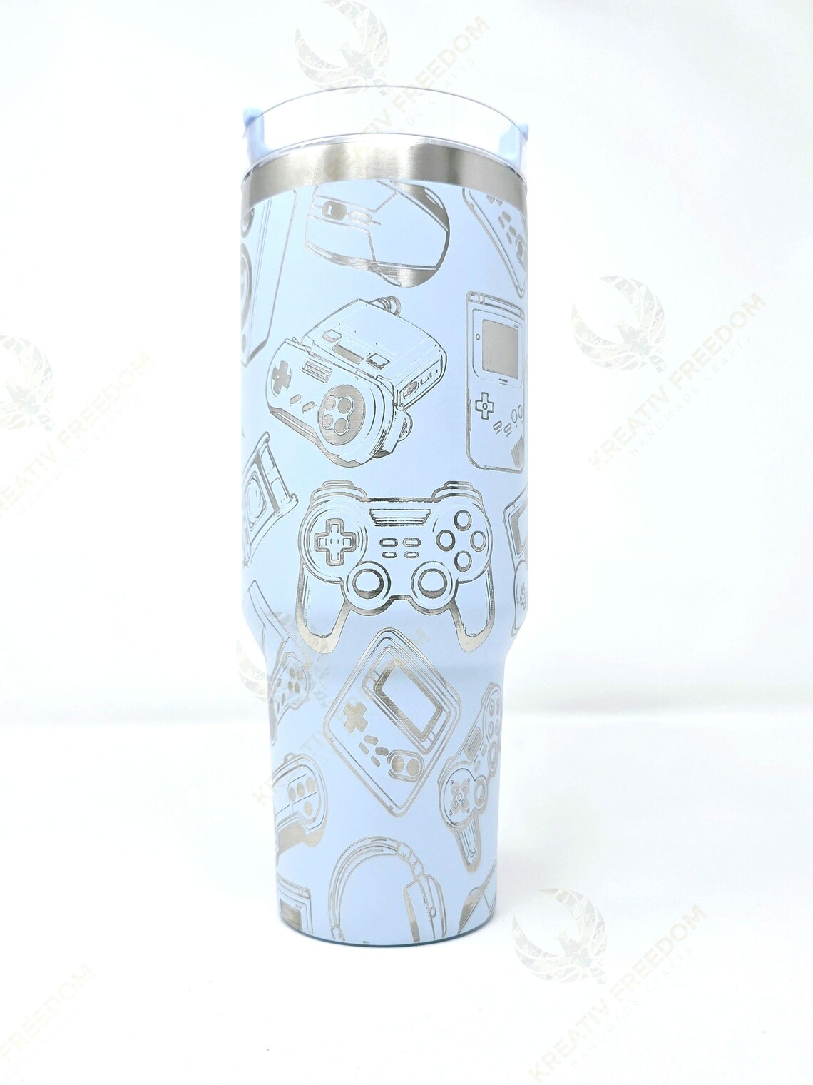 Nostalgic Gamer Themed 40oz Laser Engraved Tumbler With Handle ...