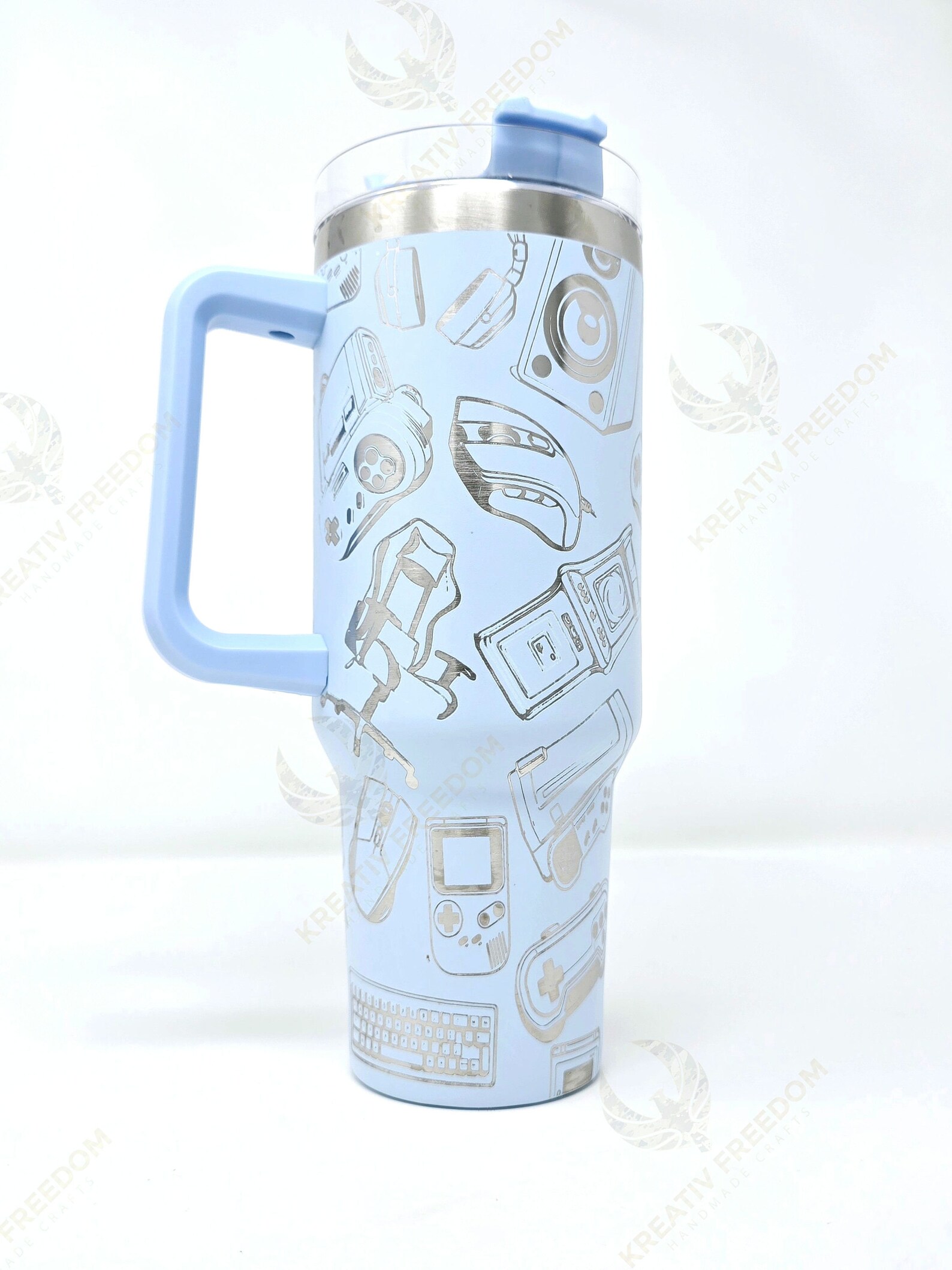Nostalgic Gamer Themed 40oz Laser Engraved Tumbler With Handle ...