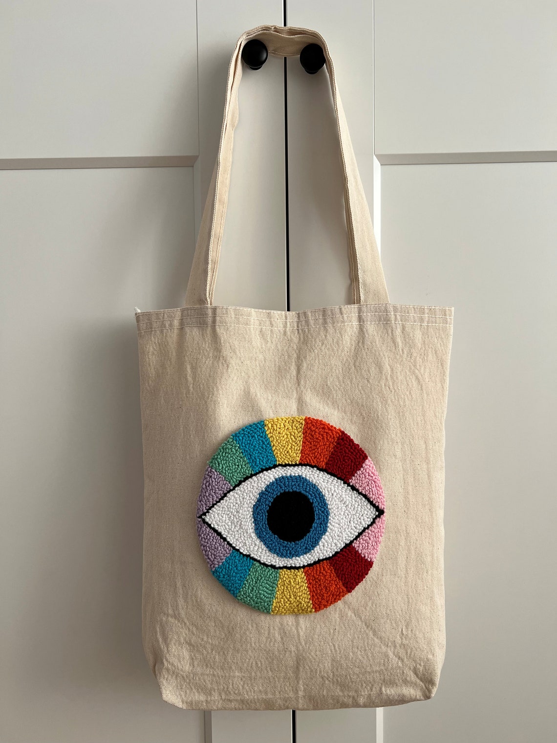 Punch Needle Tote Bag, Tufted and Handmade Bag, Canvas Cloth Bag, Eco ...