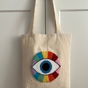 Punch Needle Tote Bag, Tufted and Handmade Bag, Canvas Cloth Bag, Eco ...