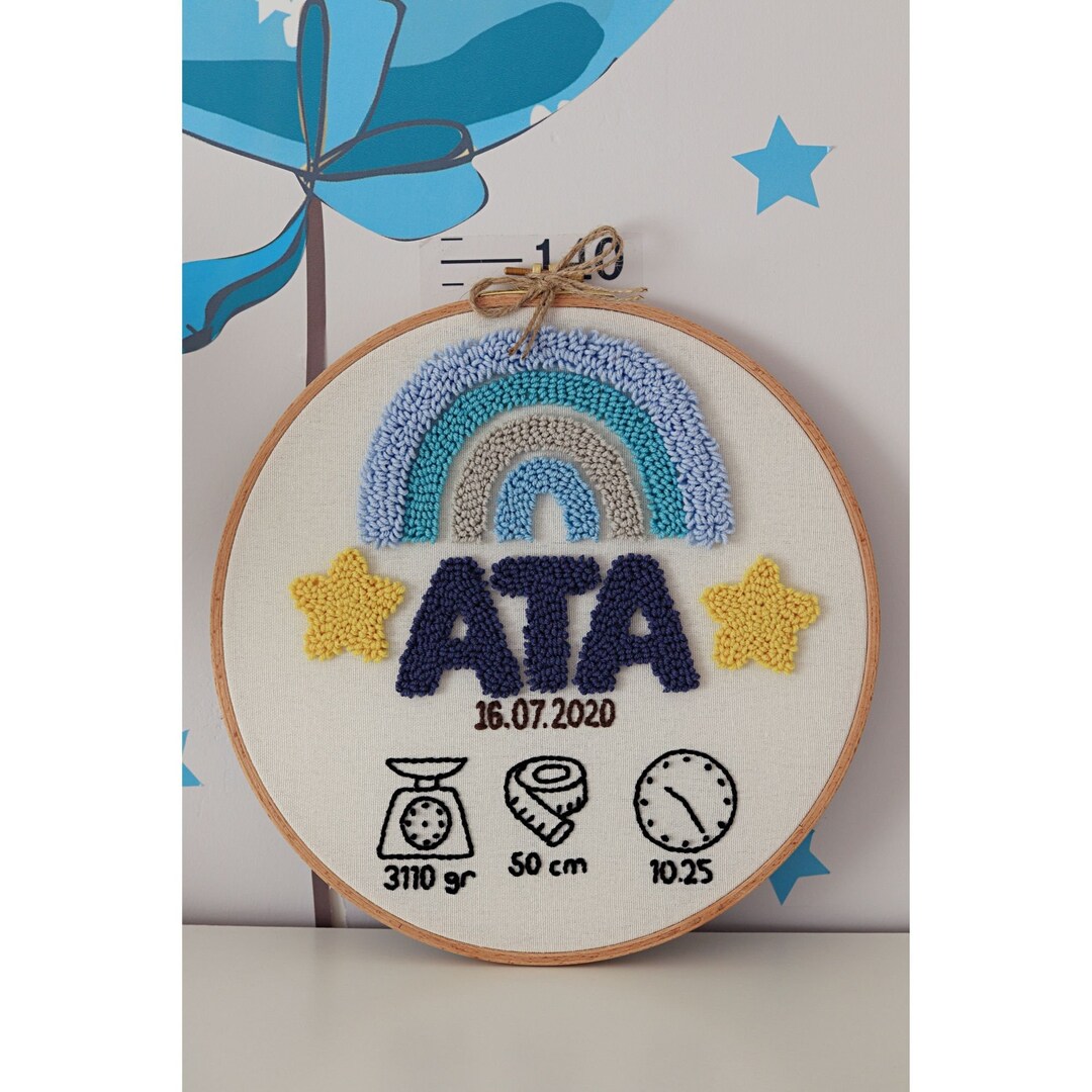 Birth Announcement Embroidery Design, Personalized Name Embroidery Hoop ...