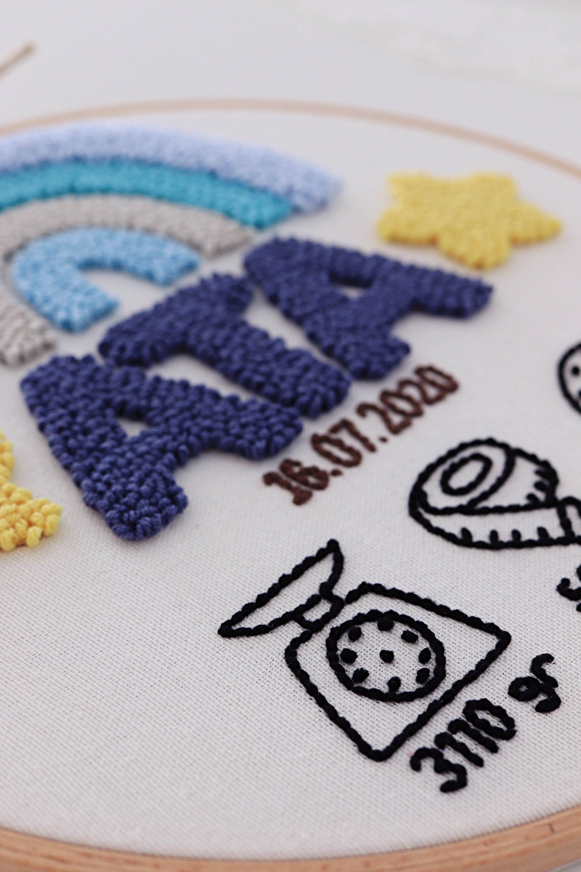 Birth Announcement Embroidery Design, Personalized Name Embroidery Hoop ...