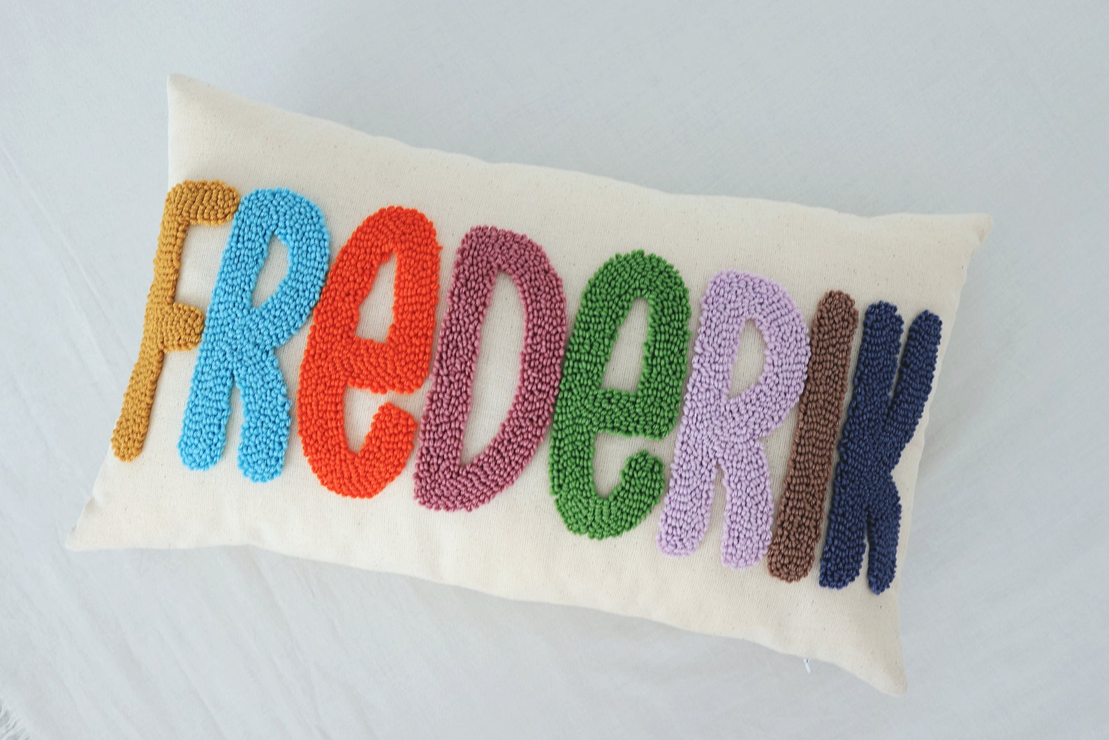 Personalized Punch Needle Baby Pillow, Custom Baby Name Pillow Cover ...