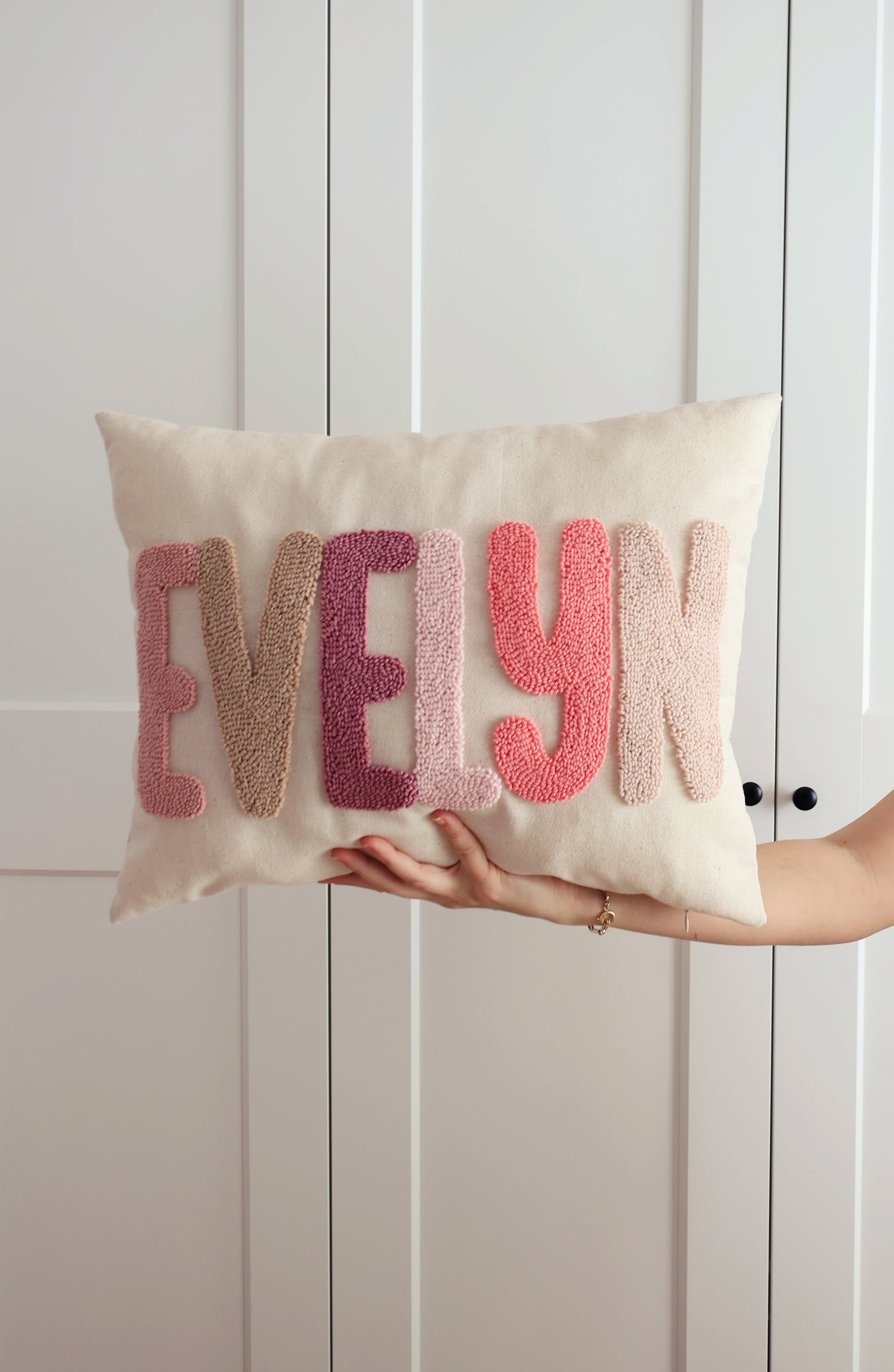 Personalized Punch Needle Baby Pillow, Custom Baby Name Pillow Cover ...