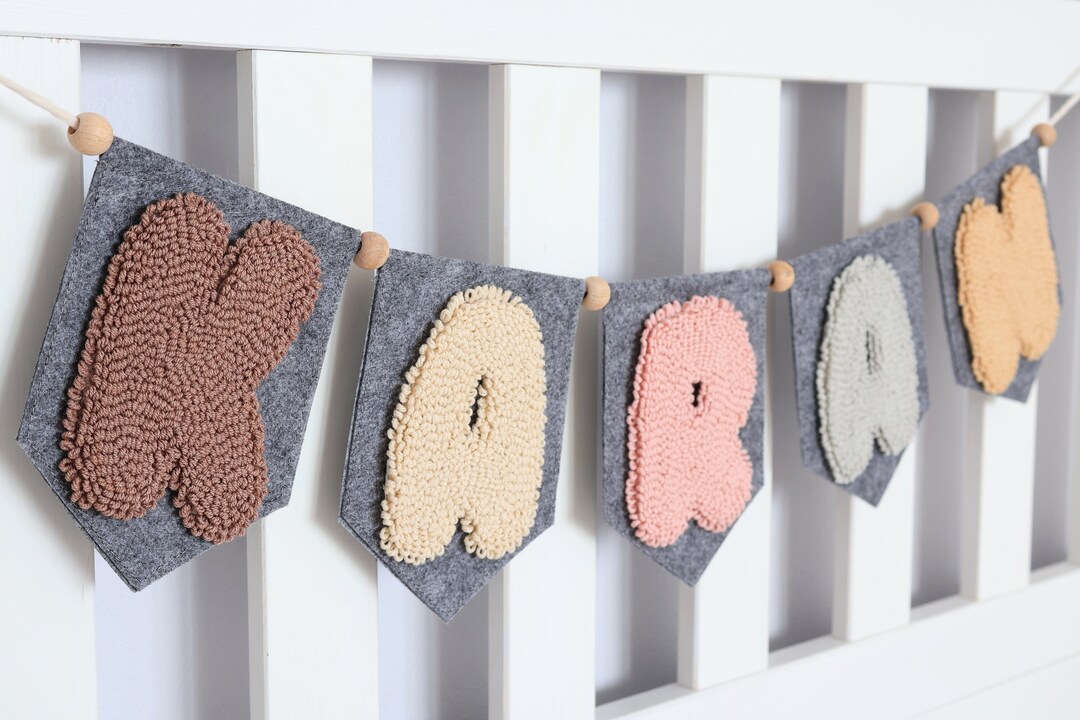 Personalized Embroidered Name Bunting, Felt Name Garland, Personalized ...