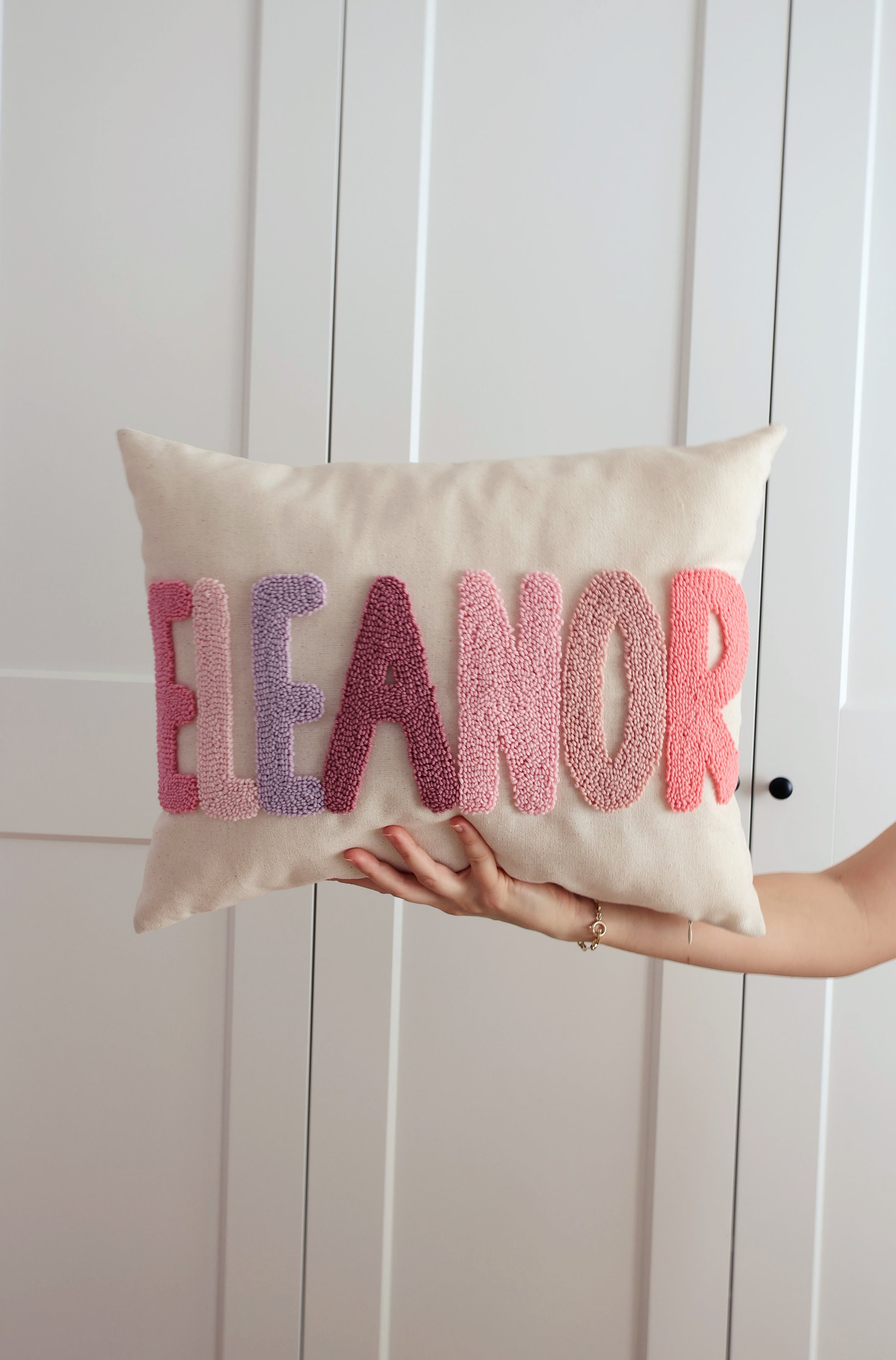 Personalized Punch Needle Baby Pillow, Custom Baby Name Pillow Cover ...