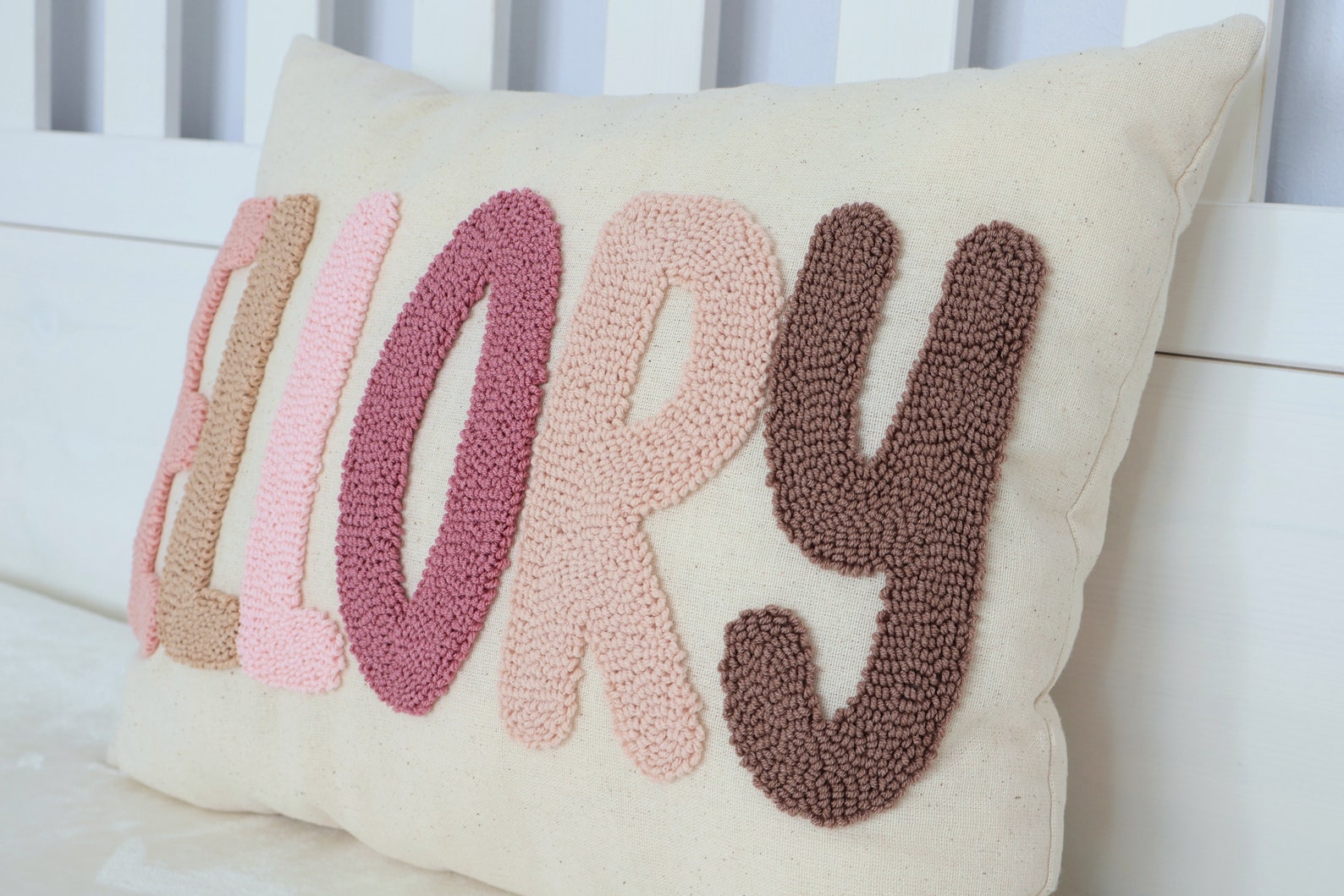 Personalized Punch Needle Baby Pillow, Custom Baby Name Pillow Cover ...