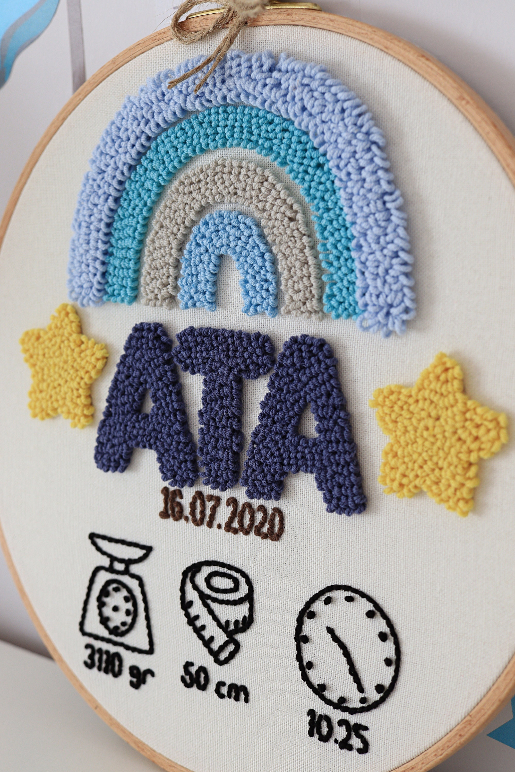 Birth Announcement Embroidery Design, Personalized Name Embroidery Hoop ...